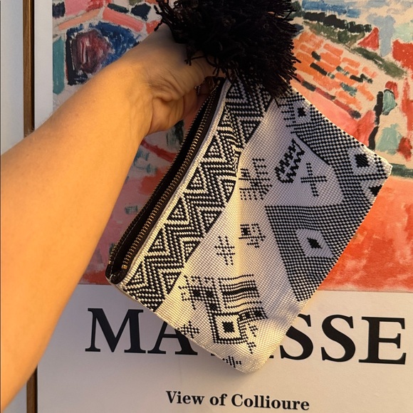 Meso Goods | Bags | Meso Goods Black And White Geometric Beaded Clutch ...